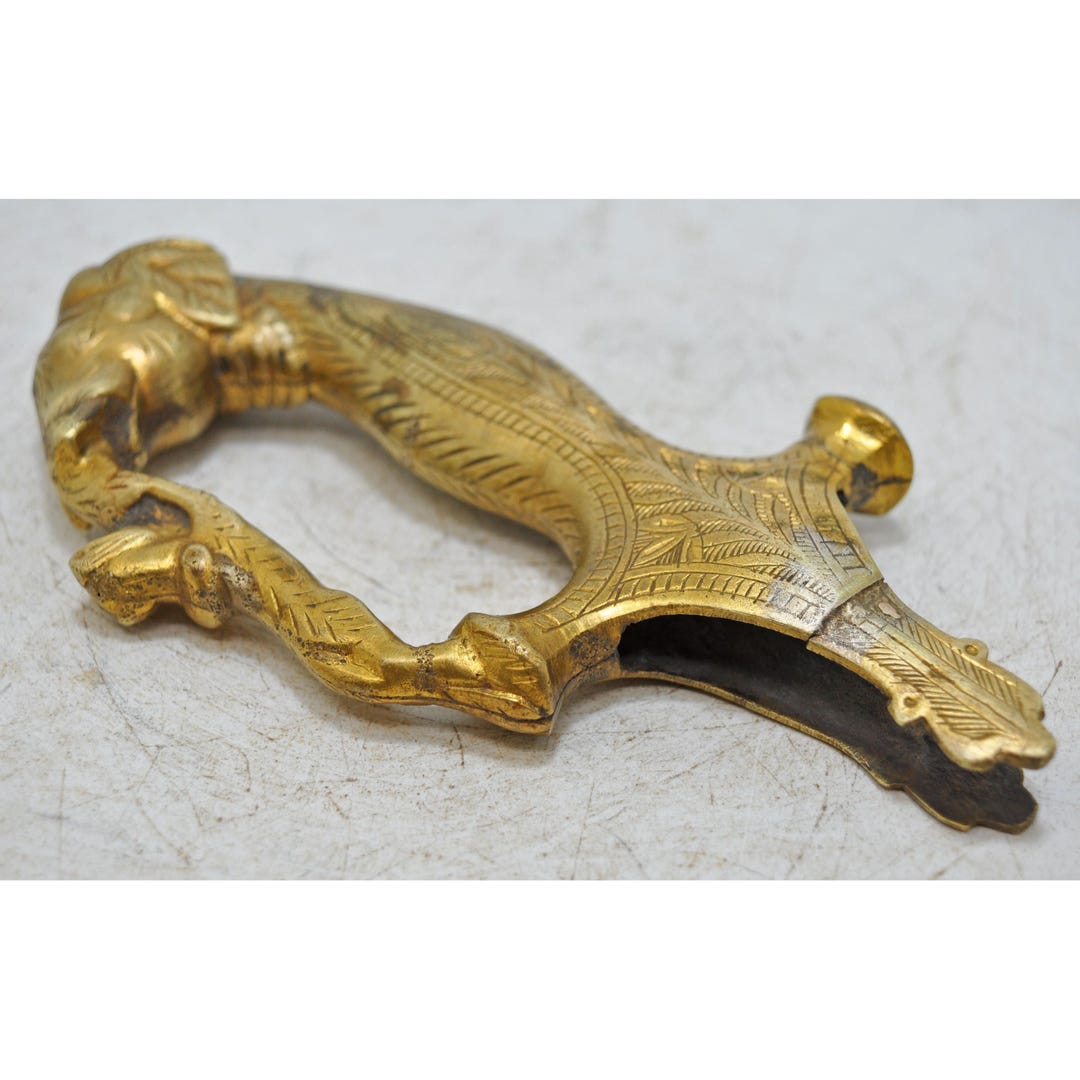Antique Brass Elephant Head Shaped Sword Hilt Handle Original Old Hand ...