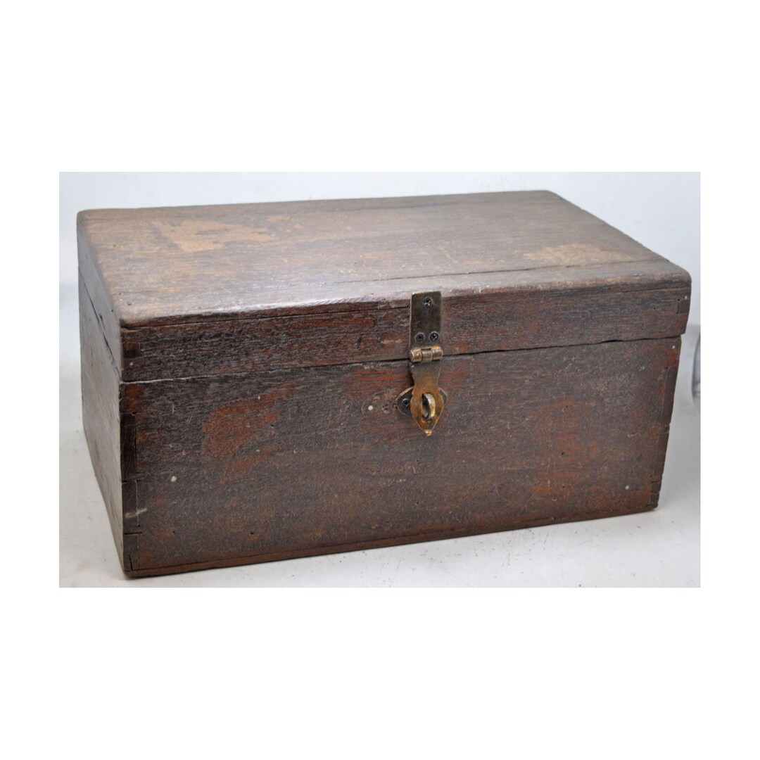 Antique Wooden Large Shopkeepers Cash Money Chest Box Original Old Hand ...