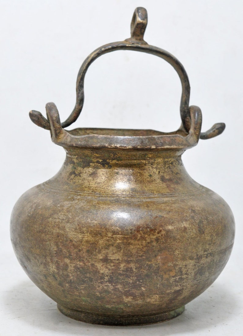 Antique Brass Water Pot Lota With Handle Original Old Hand Crafted ...