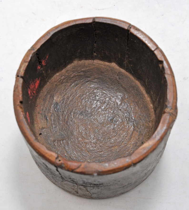 Antique Wooden Grain Measurement Pot Paili Original Old Hand Carved Art ...