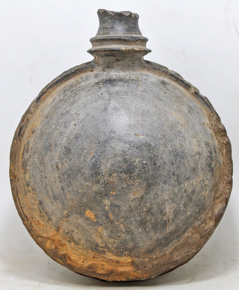 Antique Terracotta Clay Round Water Pot Bottle Original Old Hand ...
