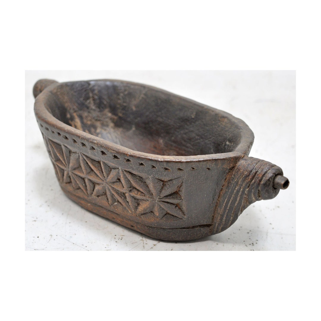 Antique Wooden Oval Opium Water Kharal Bowl Original Old Very Fine Hand ...