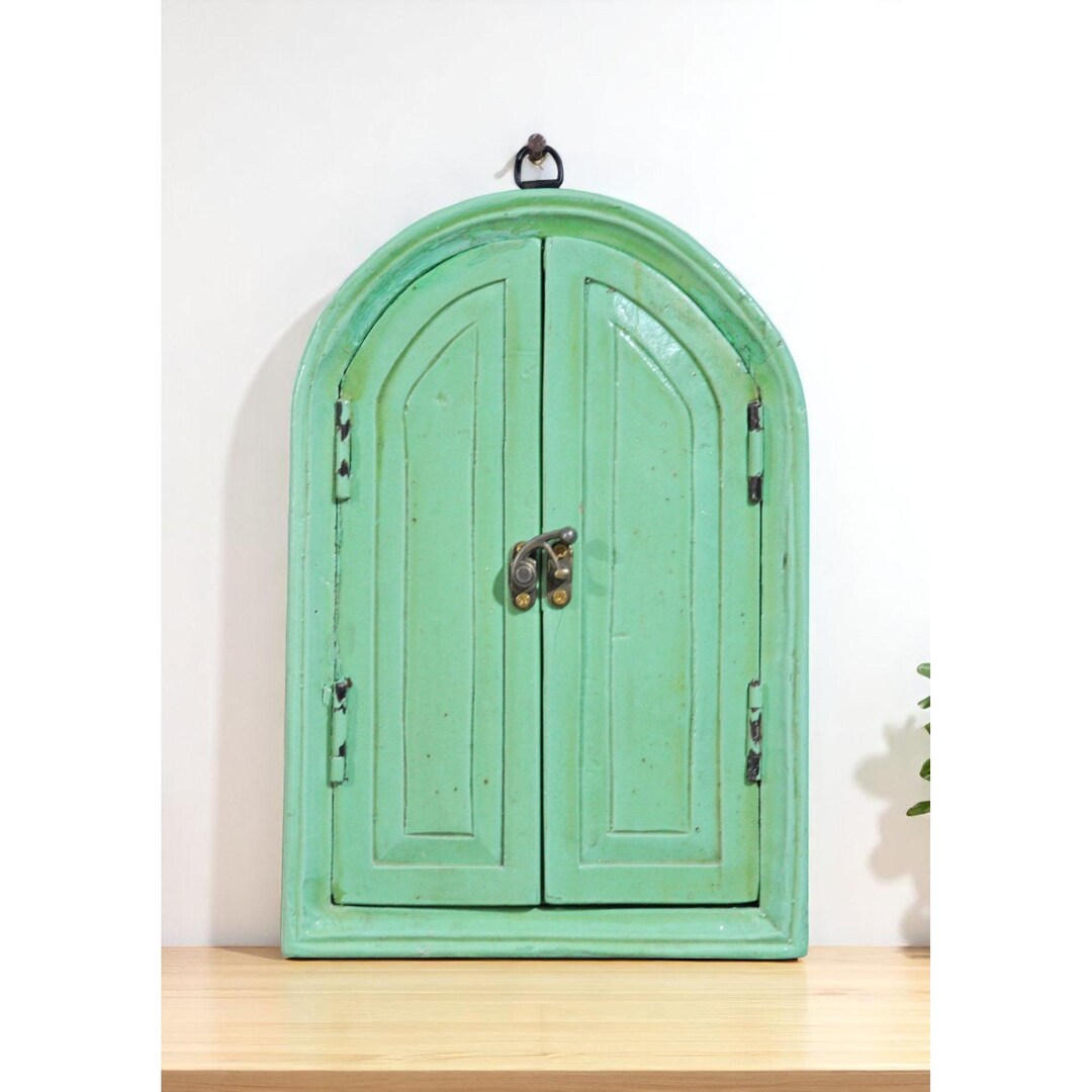 Hand Crafted Wooden Arch Shaped Wall Décor Window Frame Mirror Bright ...