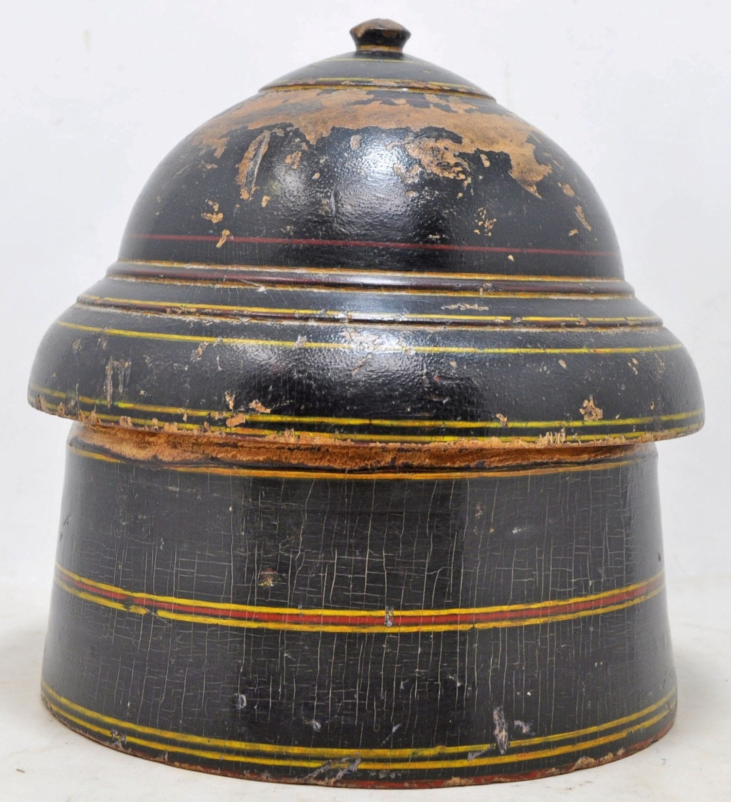 Antique Wooden Big Round Box Original Old Hand Carved Lacquer - Etsy