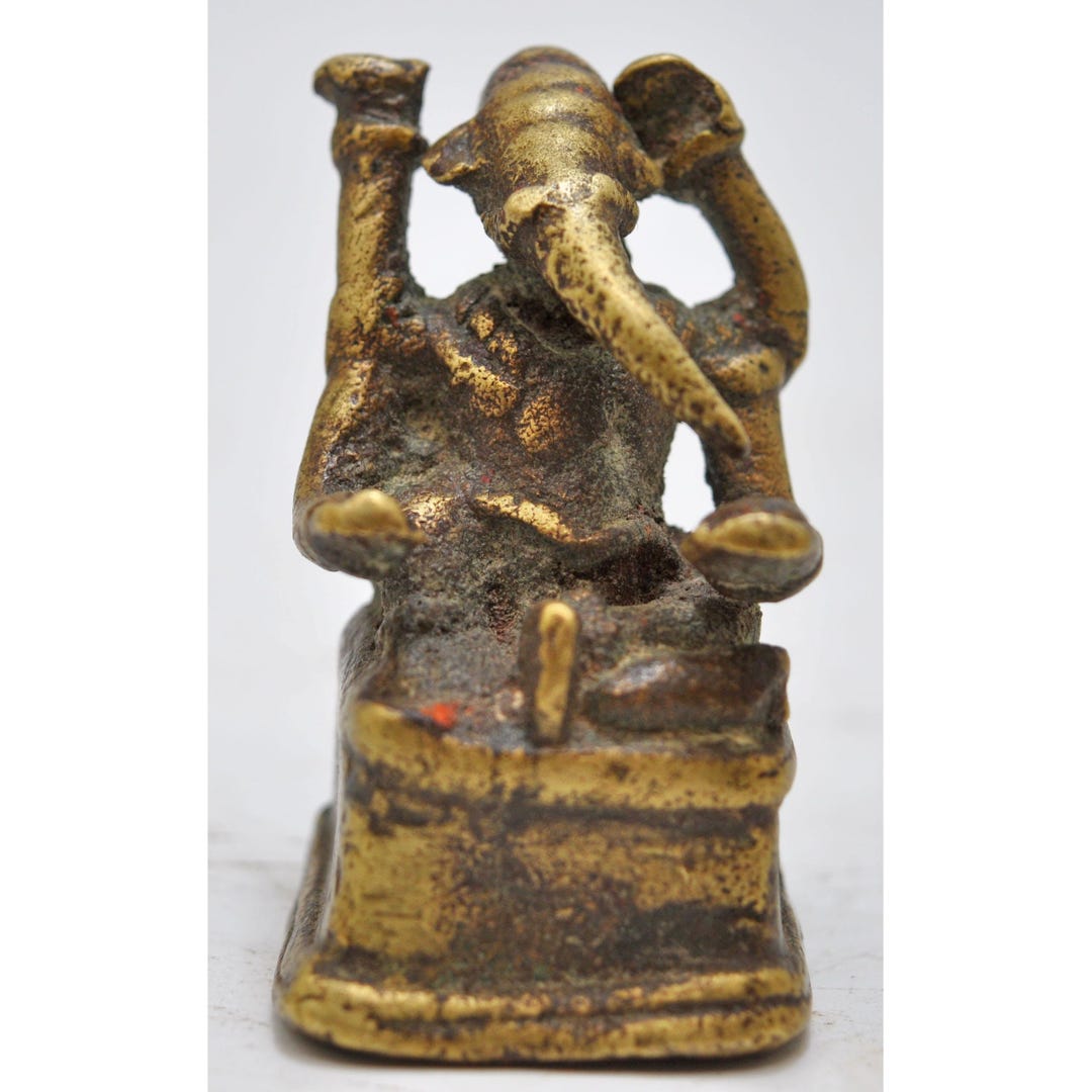 Antique Brass God Ganesha Idol Figurine Original Old Fine Hand Crafted ...