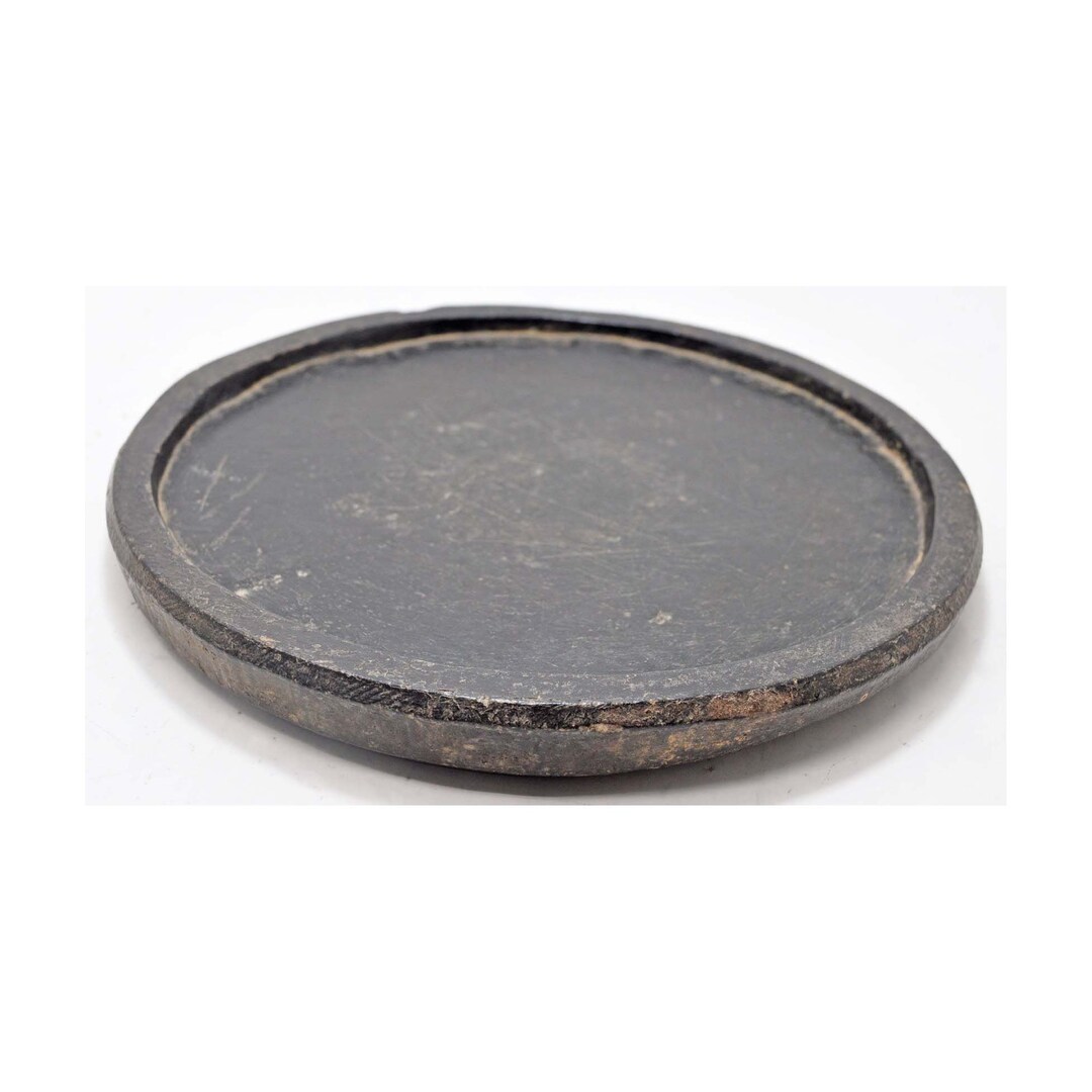 Antique Black Stone Round Food Eating Plate Original Old Hand - Etsy UK