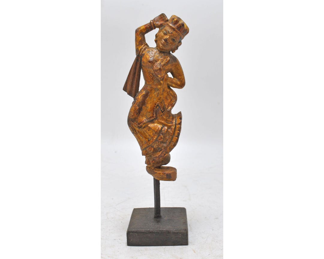 Antique Wooden Dancing Woman Figurine Original Old Very Fine Carved ...