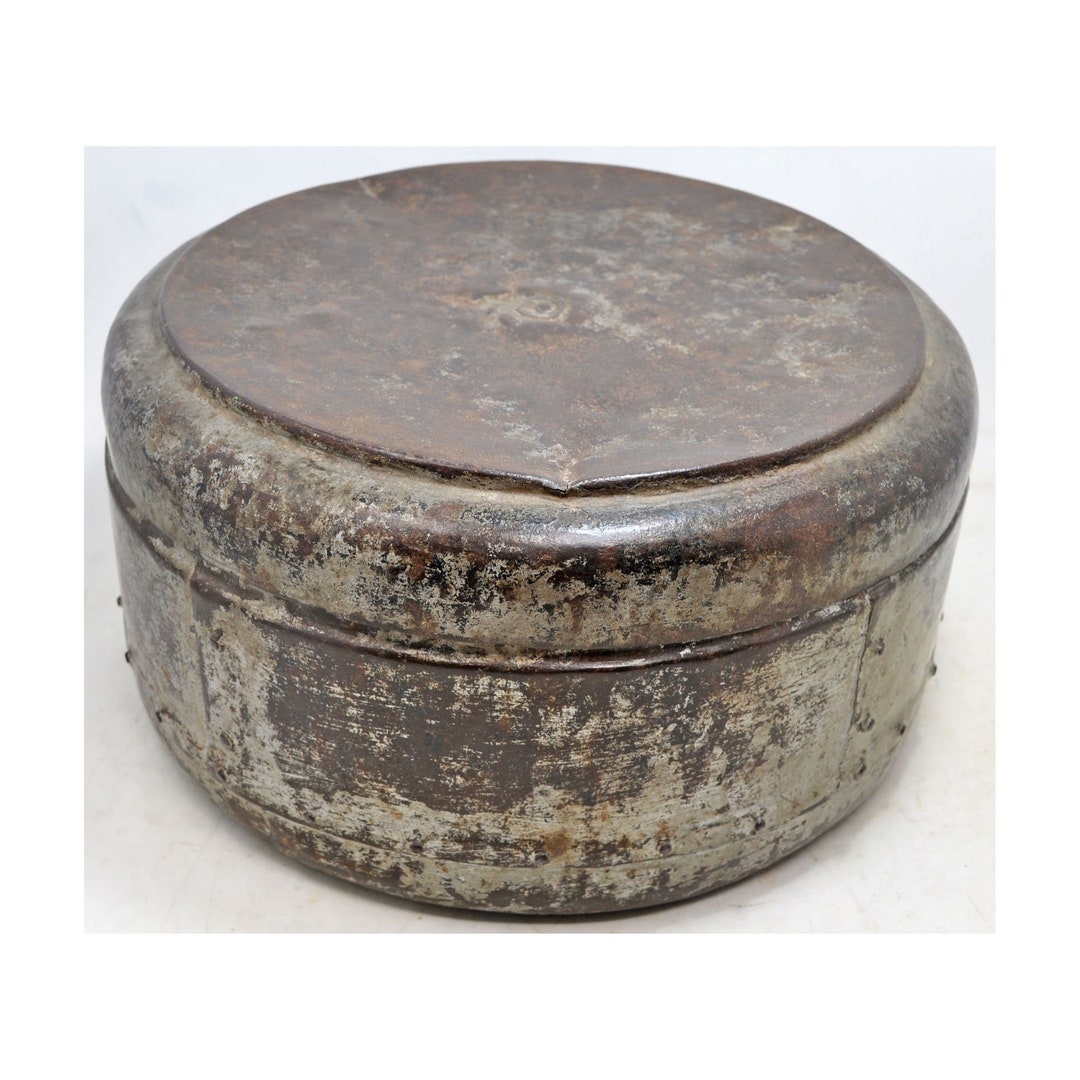 Antique Iron Big Size Round Storage Box Original Old Hand - Etsy