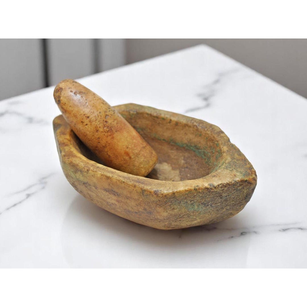 Antique White Marble Kitchenware Spice Grinding Kharal Bowl Original ...