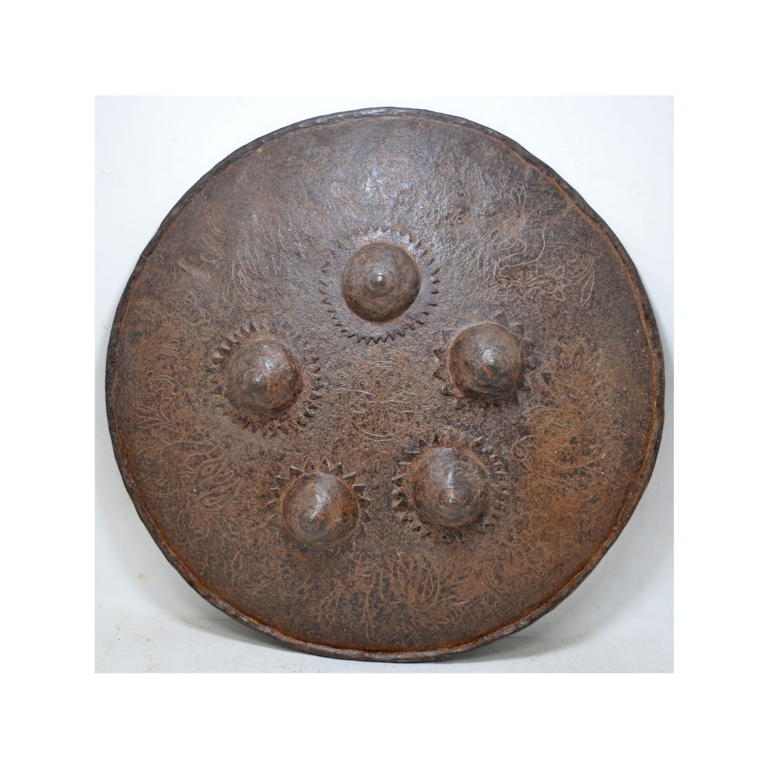 Antique Iron Round Armory Battle Shield Original Old Fine Engraved - Etsy