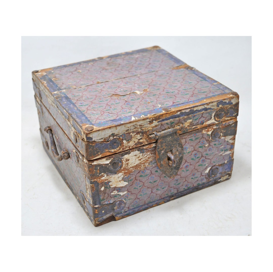 Vintage Wooden Square Storage Chest Box Original Old Hand Crafted ...