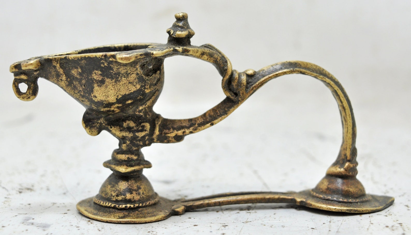 Antique Brass Temple Diya Light Aarti Stand Original Old Hand Crafted ...