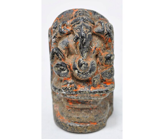Antique Black Stone God Ganesha Idol Figurine Original Old - Etsy