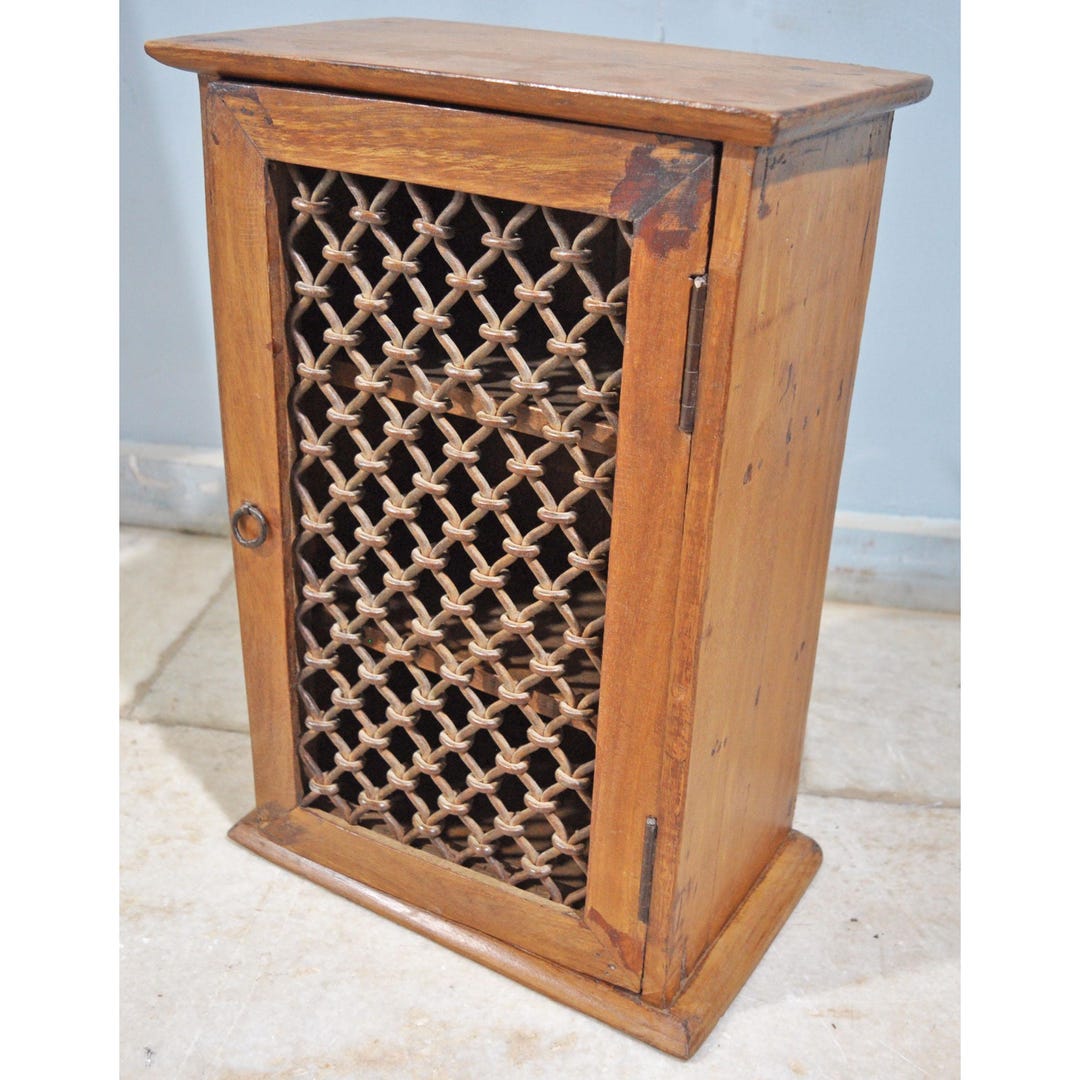 Vintage Wooden Side Kitchen Cabinet Original Old Hand Crafted Iron ...