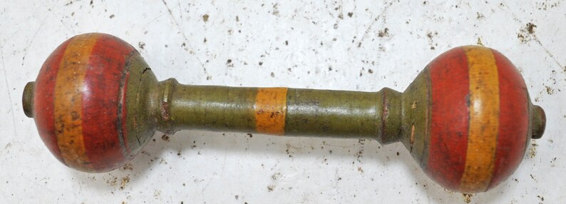 Antique Wooden Baby Rattle Toy Original Old Hand Crafted Lacquer ...