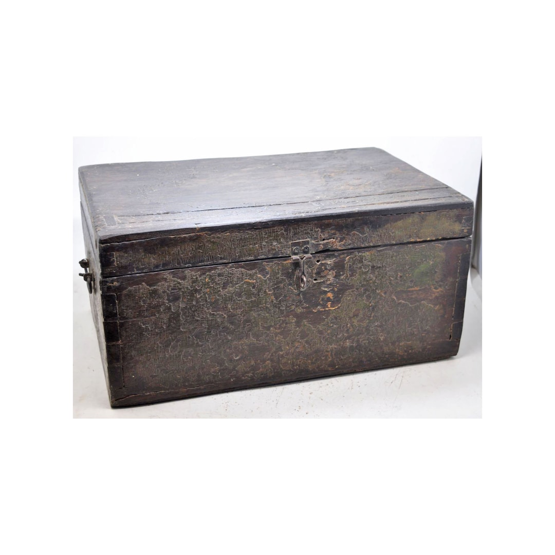 Antique Wooden Large Cash Chest Money Box Original Old Intricate ...