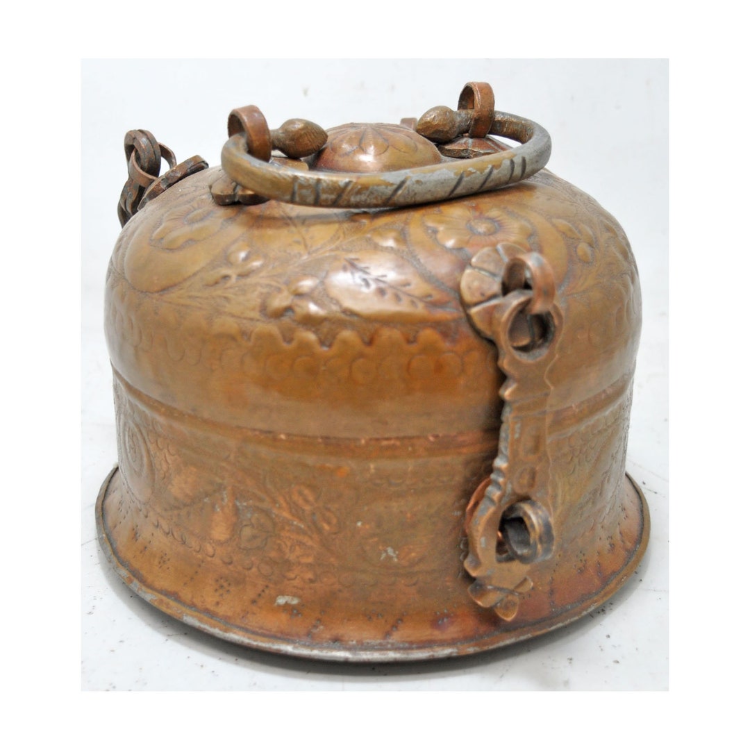 Antique Copper Round Paandaan Betel Supari Box Original Old Fine Hand ...