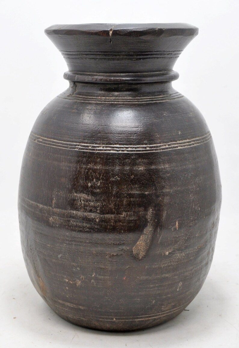 Antique Wooden Himalayan Water Pot Original Old Hand Carved | Etsy