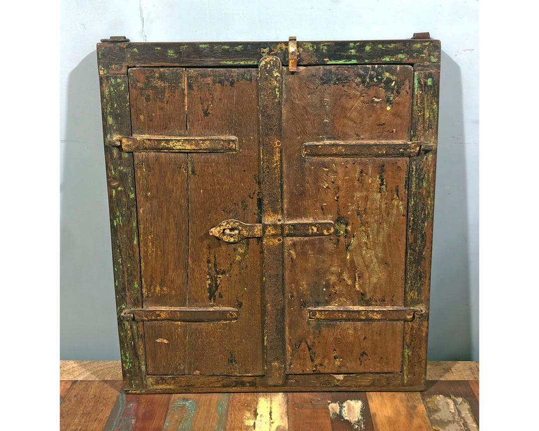 Antique Wooden Wall Décor Window Panel With Frame Original Old Hand ...