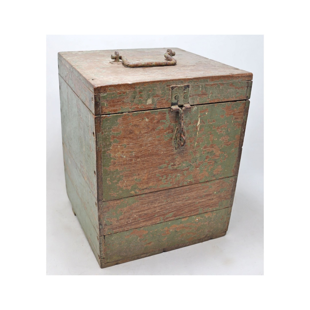 Antique Wooden Tall Storage Box Original Old Hand Crafted Rustic ...