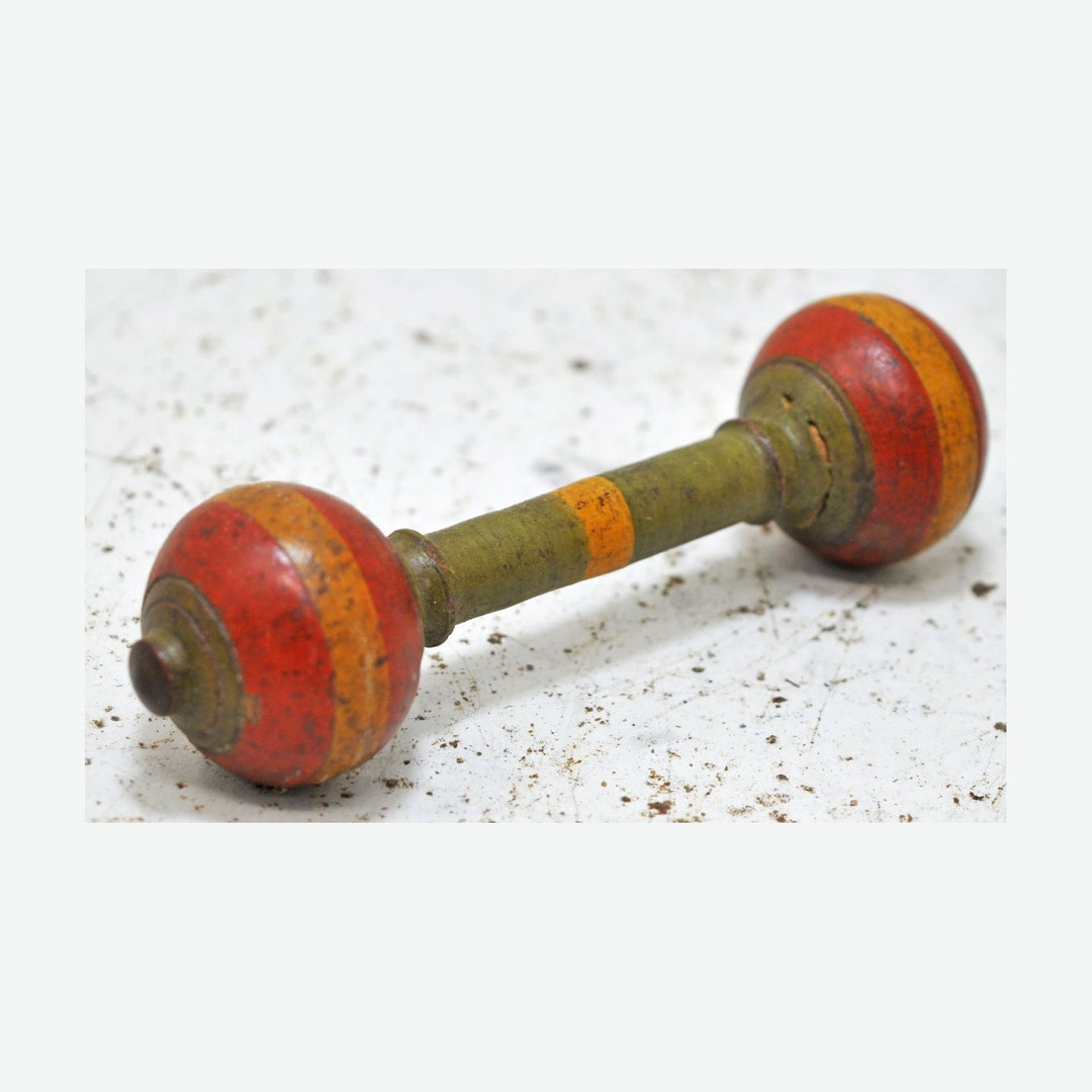 Antique Wooden Baby Rattle Toy Original Old Hand Crafted Lacquer ...