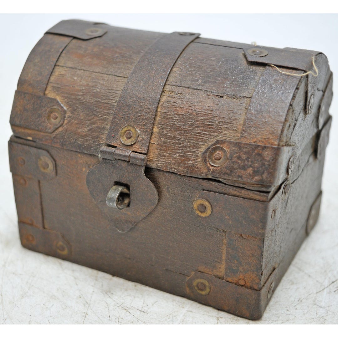 Vintage Wooden Half Round Top Storage Box Original Old Hand Crafted ...