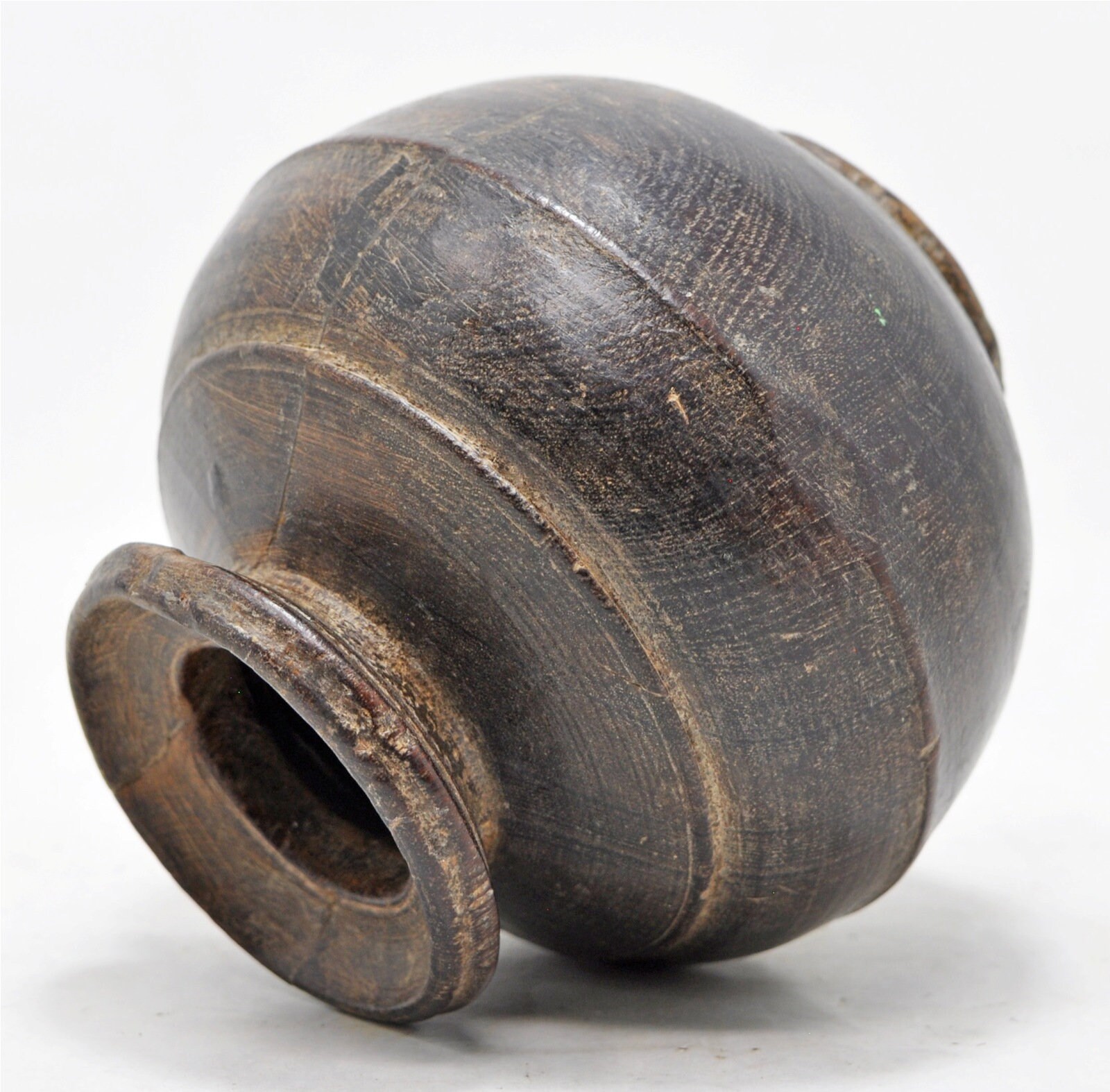 Antique Wooden Round Water Drinking Pot Lota Original Old Hand Carved ...