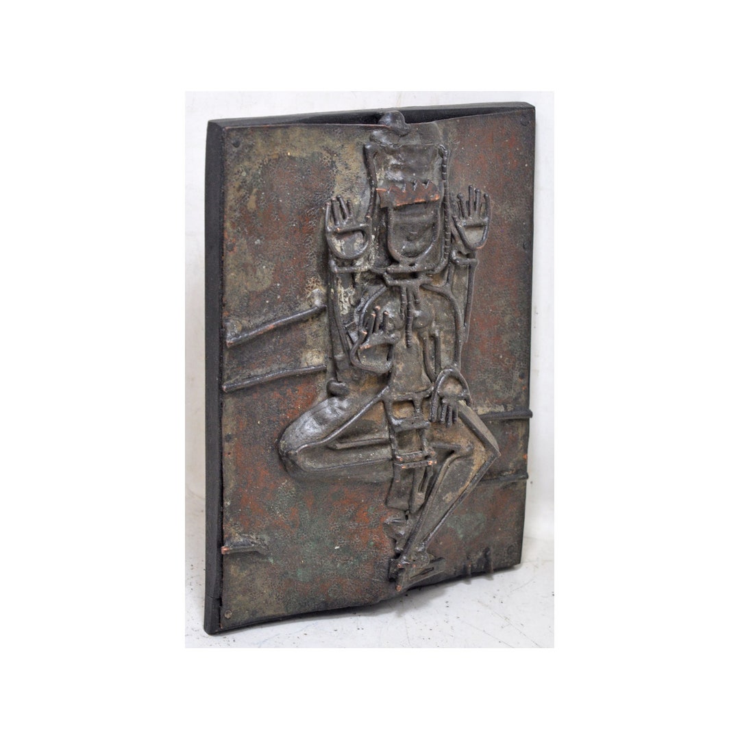 Antique Copper Iron God Shiva Unique Panel Figurine Original Old Hand ...
