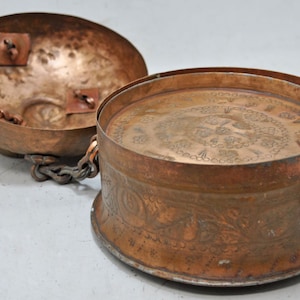 Antique Copper Round Paandaan Betel Supari Box Original Old Fine Hand ...