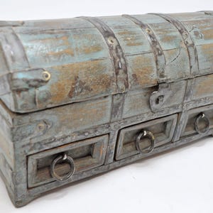 Vintage Wooden Half Round Top Storage Box Original Old Hand Crafted ...
