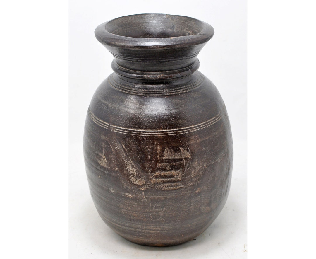 Antique Wooden Himalayan Water Pot Original Old Hand Carved - Etsy