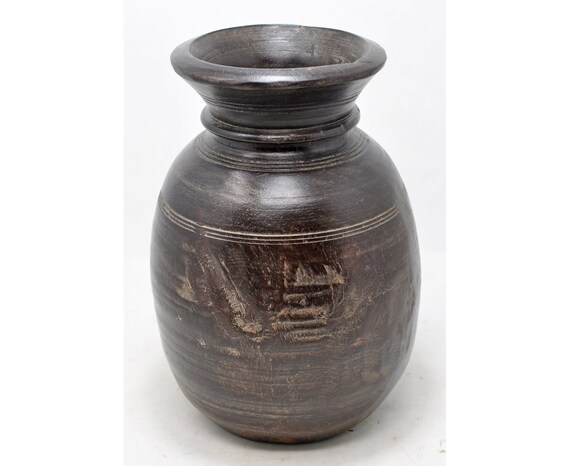 Antique Wooden Himalayan Water Pot Original Old Hand Carved | Etsy