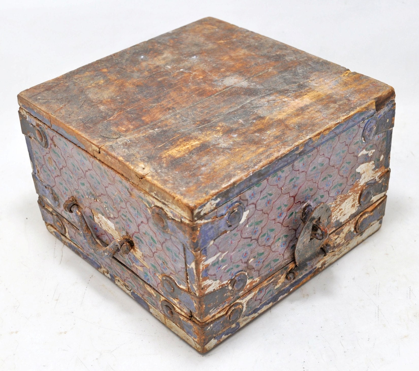 Vintage Wooden Square Storage Chest Box Original Old Hand | Etsy