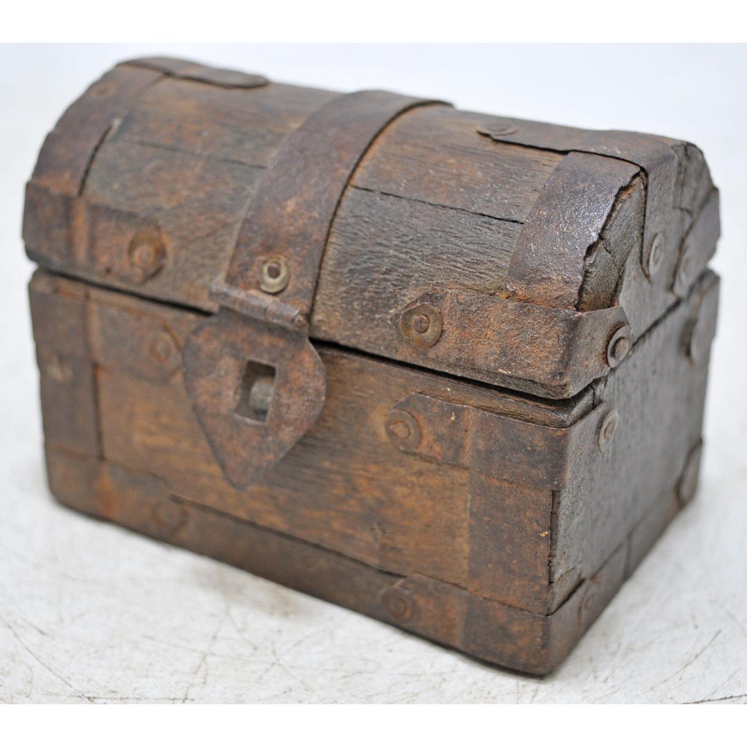 Vintage Wooden Small Half Round Storage Box Original Old Hand Crafted ...