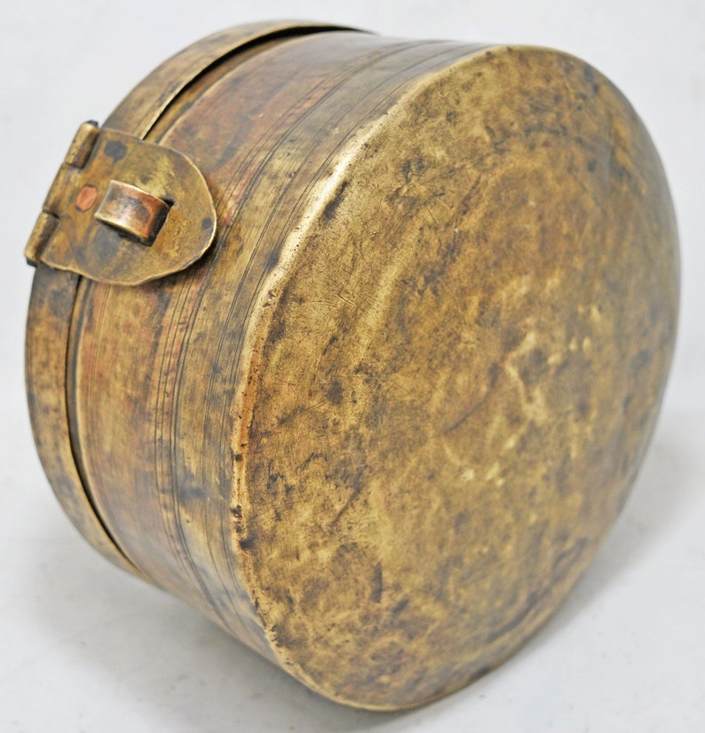 Antique Brass Round Food Storage Box Original Old Hand Crafted - Etsy