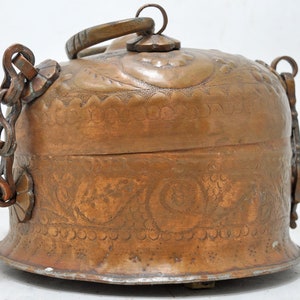 Antique Copper Round Paandaan Betel Supari Box Original Old Fine Hand ...