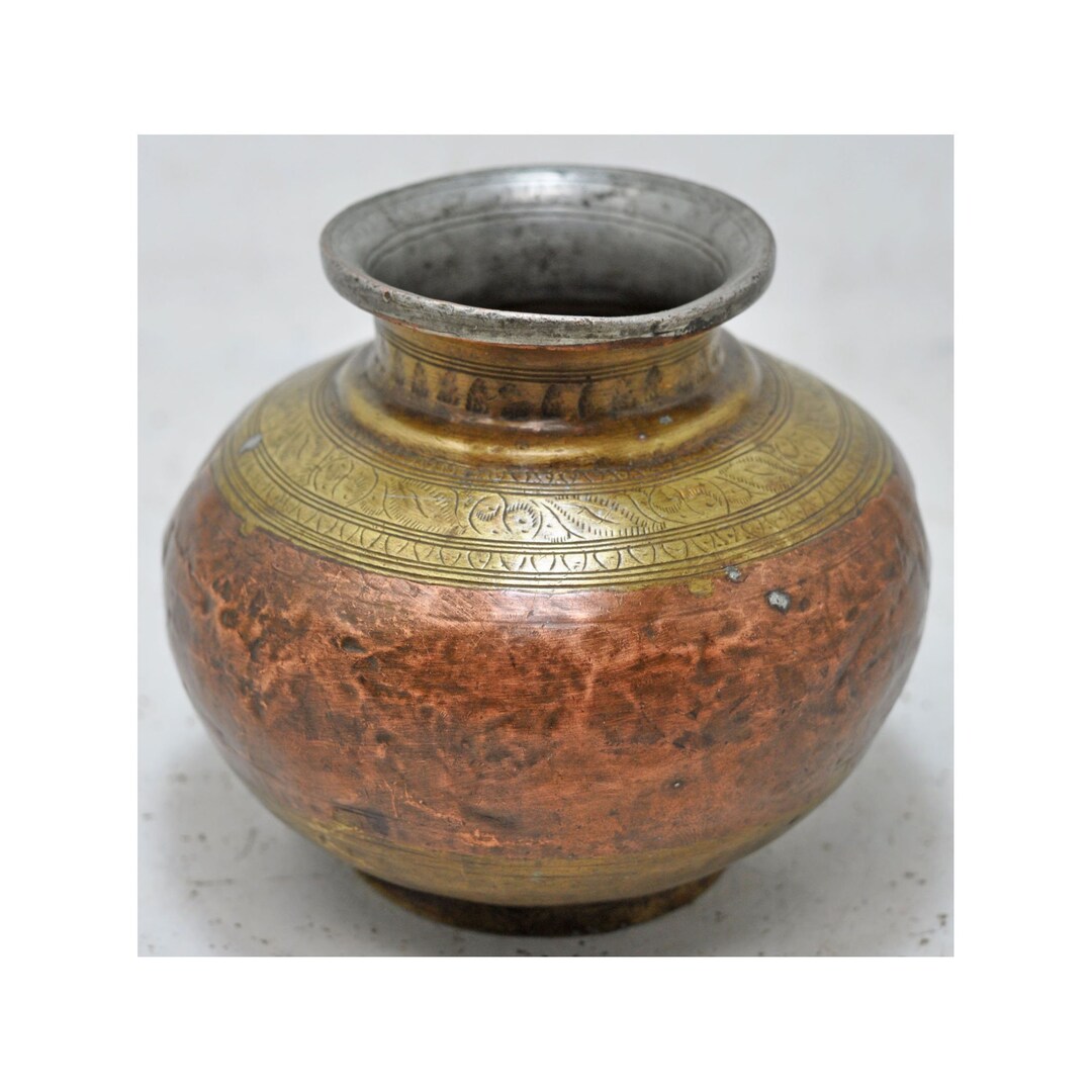 Antique Brass Round Water Drinking Lota Pot Original Old Hand Crafted ...