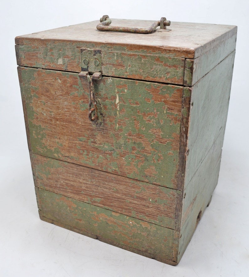 Antique Wooden Tall Storage Box Original Old Hand Crafted Rustic ...