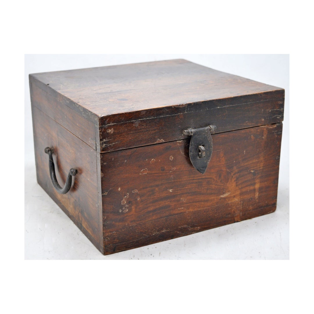 Vintage Wooden Square Storage Chest Box Original Old Hand - Etsy