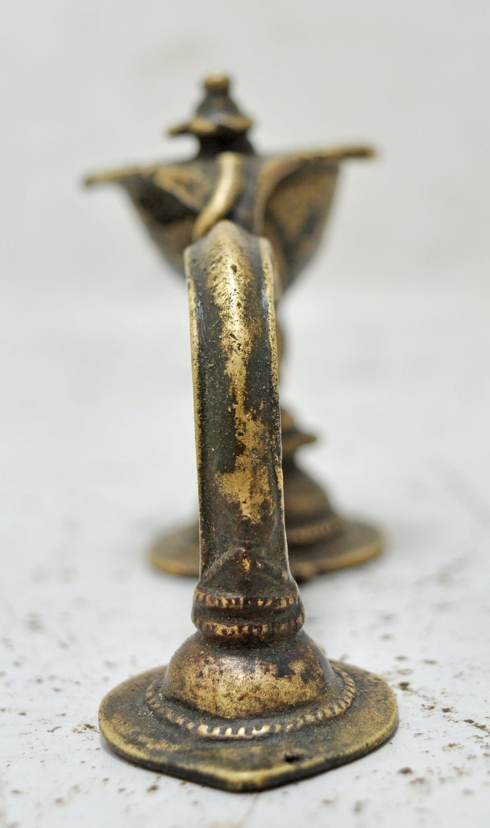 Antique Brass Temple Diya Light Aarti Stand Original Old Hand Crafted ...