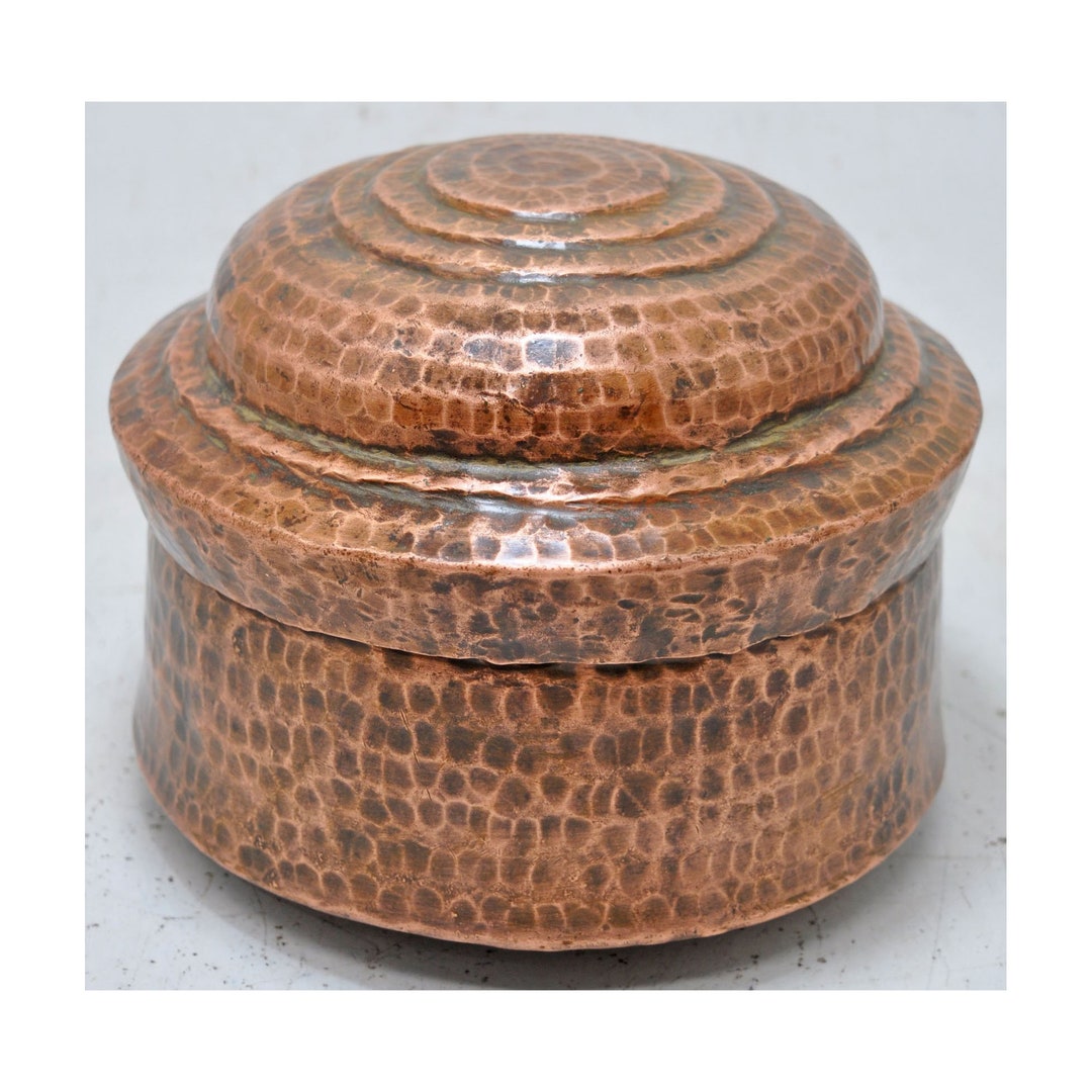 Antique Copper Round Chapati Bread Food Box Original Old Hand Crafted ...