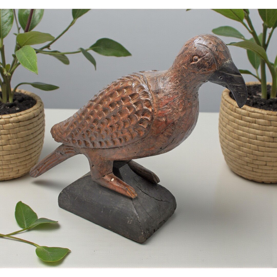 Antique Wooden Large Bird Figurine Original Old Fine Hand Carved - Etsy