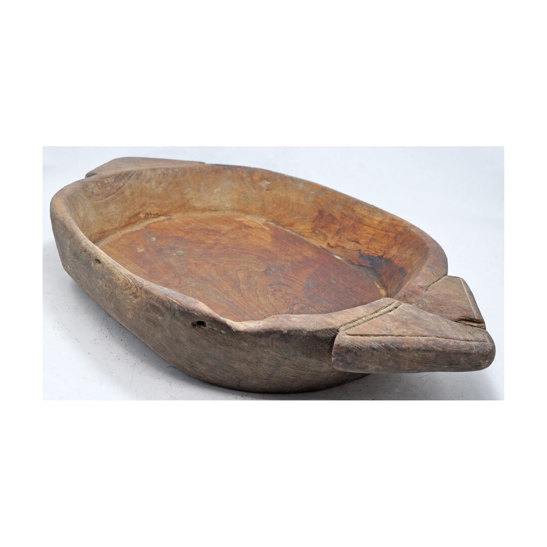 Antique Wooden Dough Kneading Parat Bowl Original Old Hand Carved Large ...