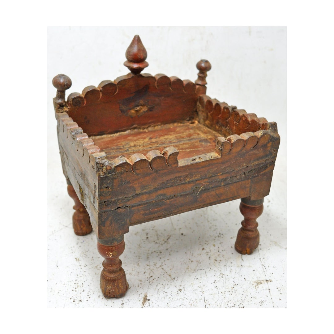 Antique Wooden God Idols Worship Temple Pedestal Original Old Hand ...