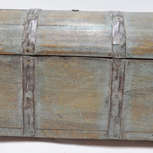 Vintage Wooden Half Round Top Storage Box Original Old Hand Crafted ...
