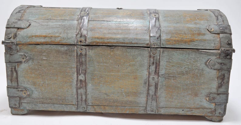 Vintage Wooden Half Round Top Storage Box Original Old Hand Crafted ...