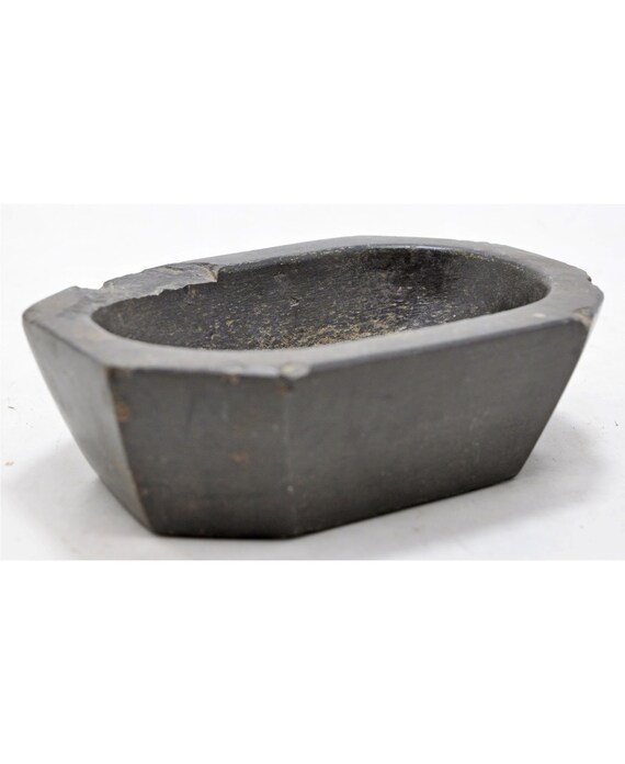 Antique Black Stone Kharal Opium Water Bowl Original Old Hand Carved ...
