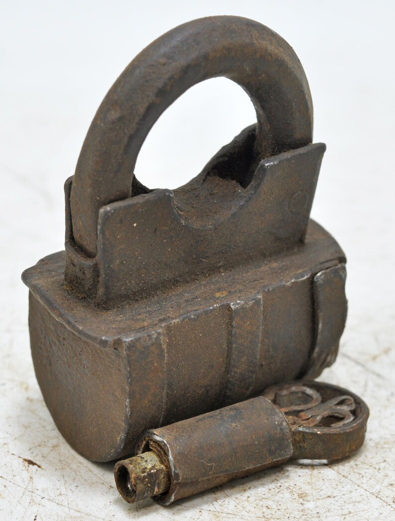 Antique Iron Spring Lever System Pad Lock Original Old Hand Crafted ...