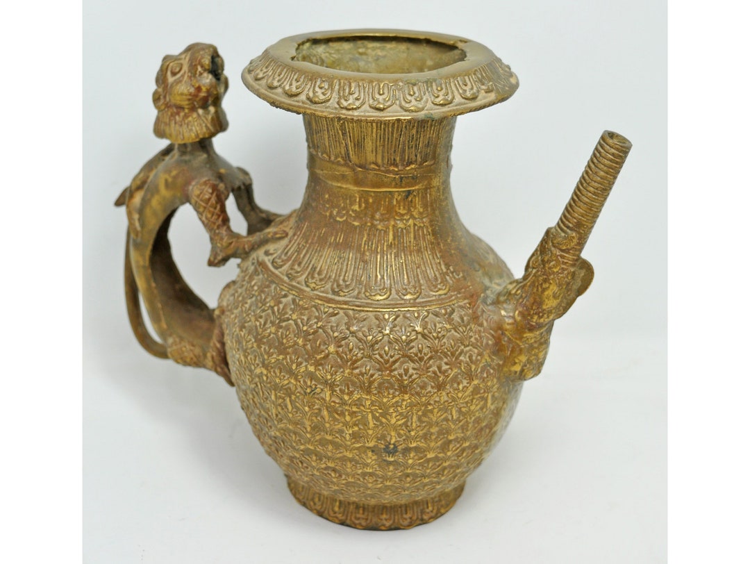 Antique Brass Fine Serving Jug Ewer Pot Original Old Hand Crafted Nice ...