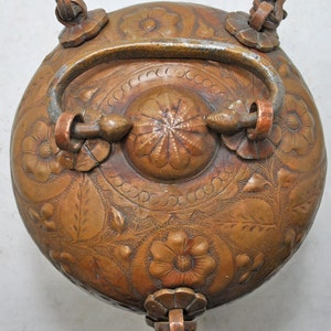 Antique Copper Round Paandaan Betel Supari Box Original Old Fine Hand ...